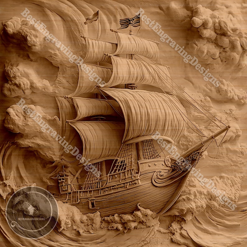 Ship 3D Illusion Engraving Design Files - Etsy