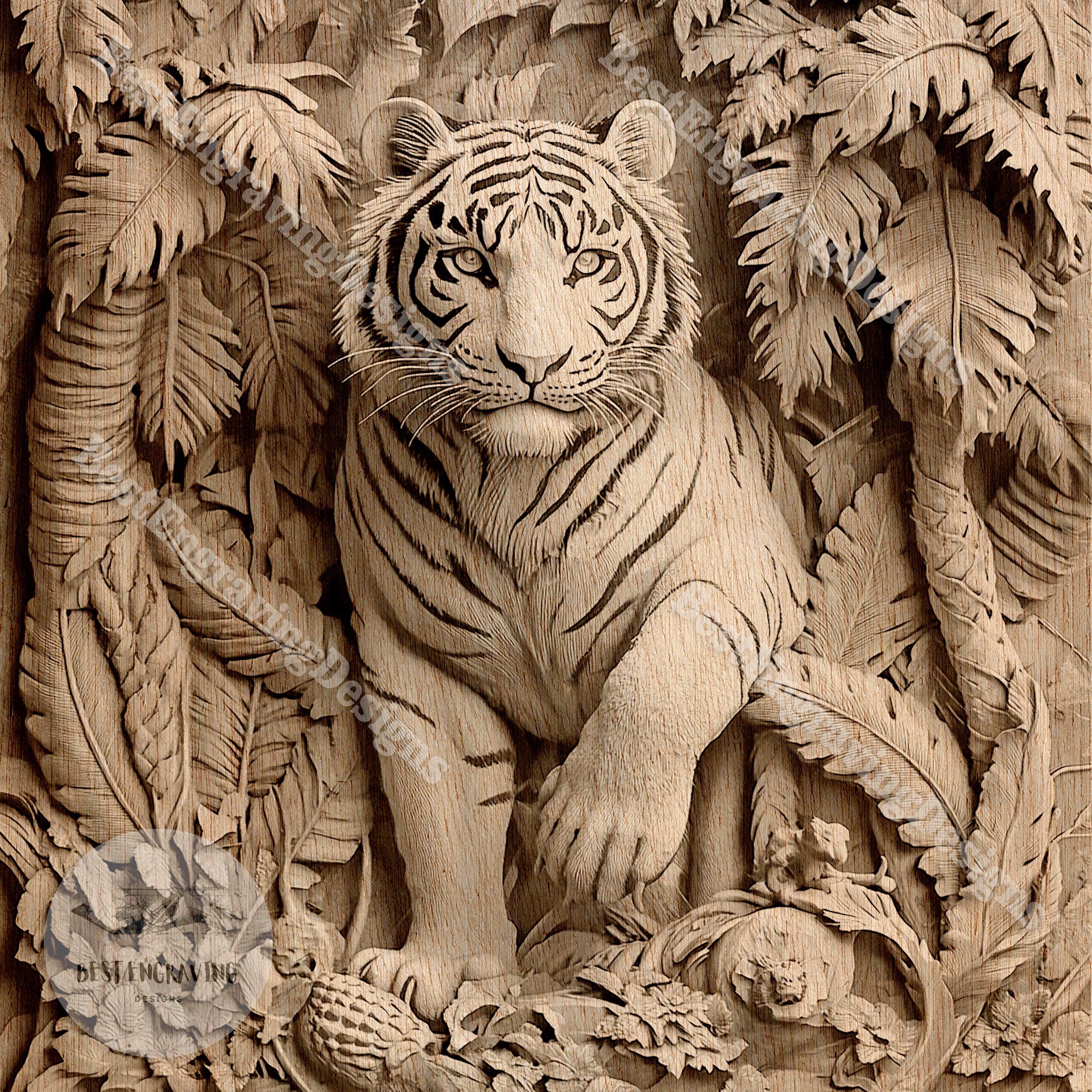 3D Tiger Illusion: Laser Engraving Design Files for Optical Art ...