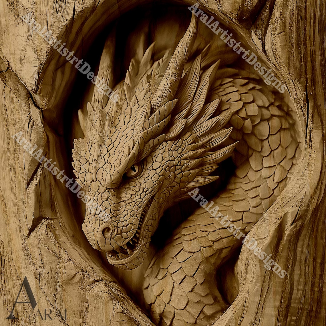 3D Dragon Illusion Design for Laser Engraving & Cutting - Digital Files ...