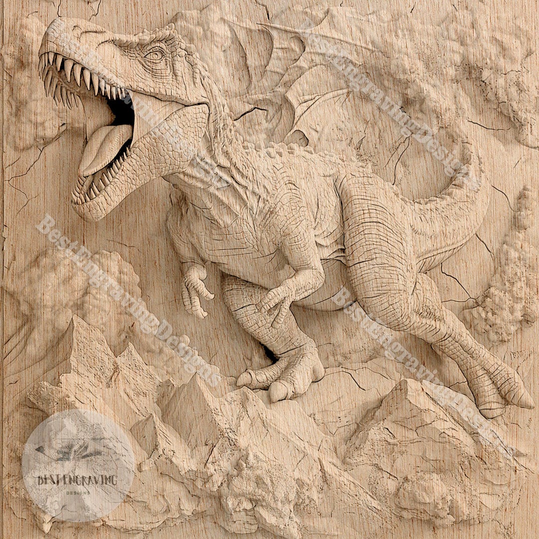 Dinosaur 3D Illusion Engraving Design Files - Etsy