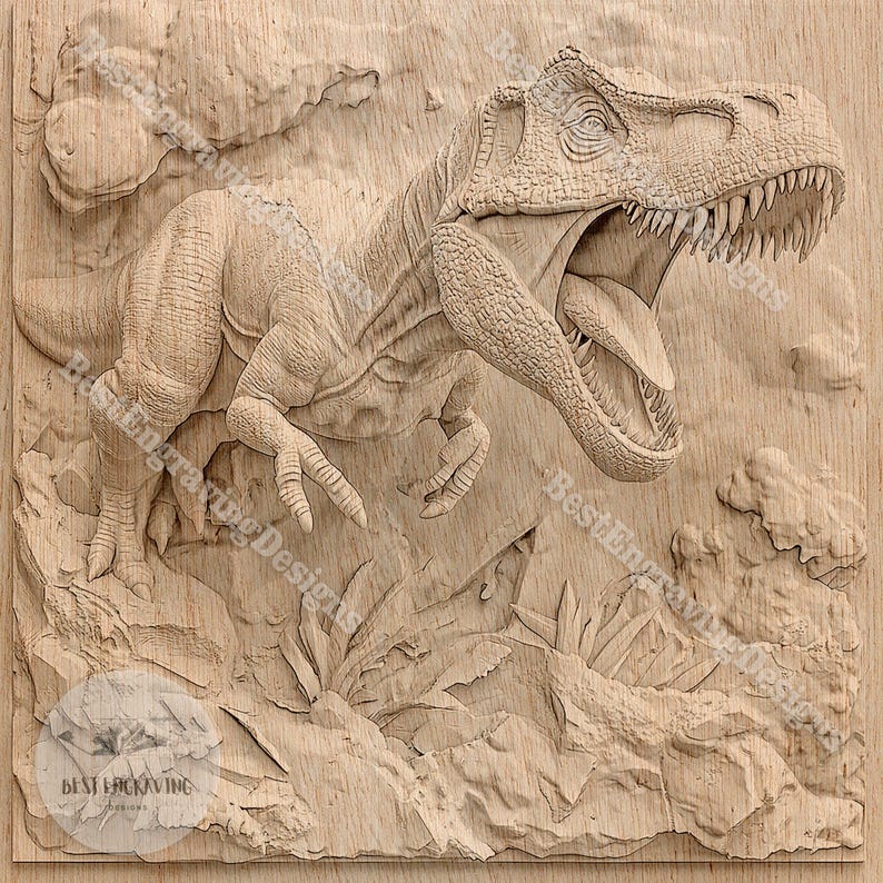 3D Illusion Dinosaur Engraving Design Files for Laser Cutting and ...