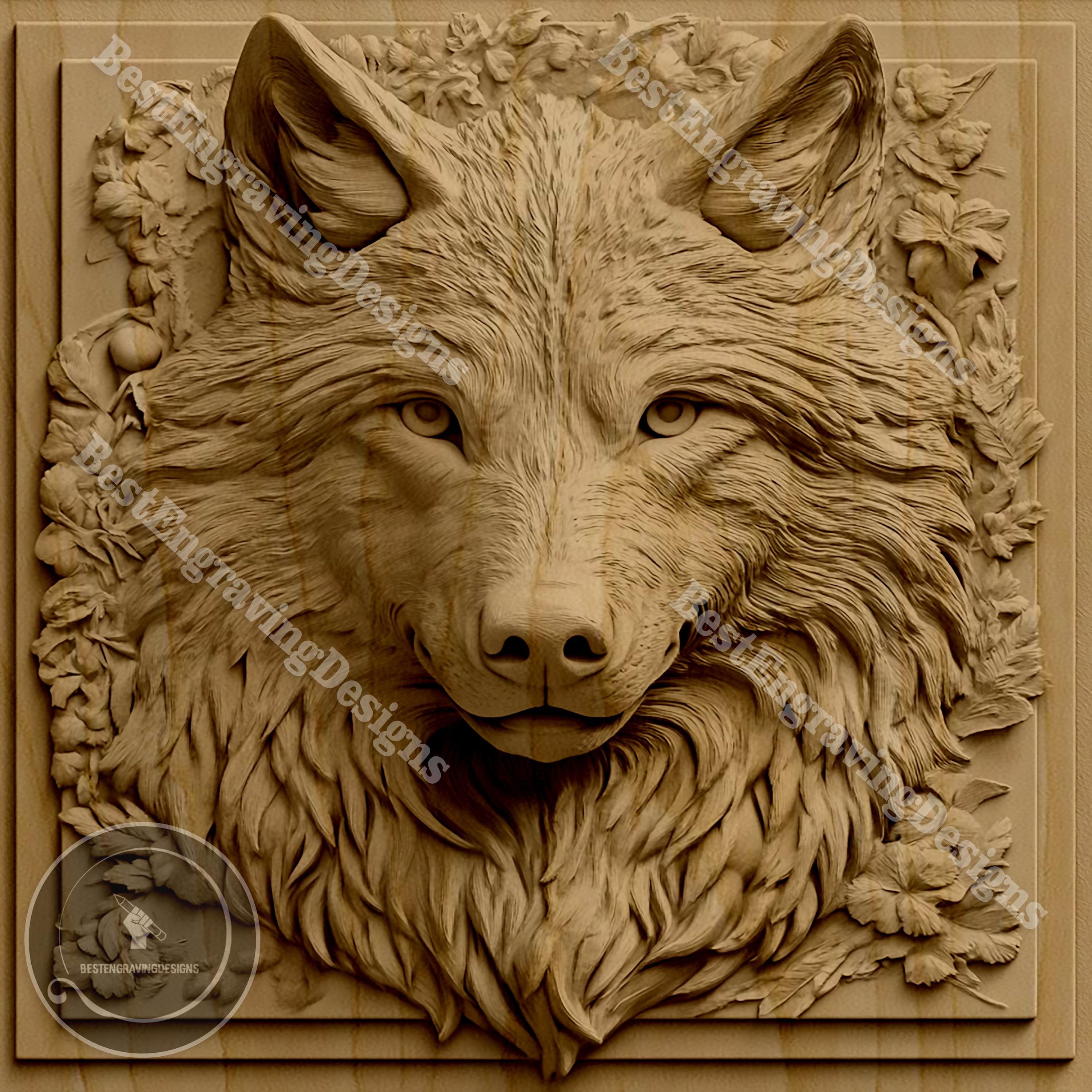 3D Wolf Illusion Engraving Design Files: Laser Cut PNG Templates for ...