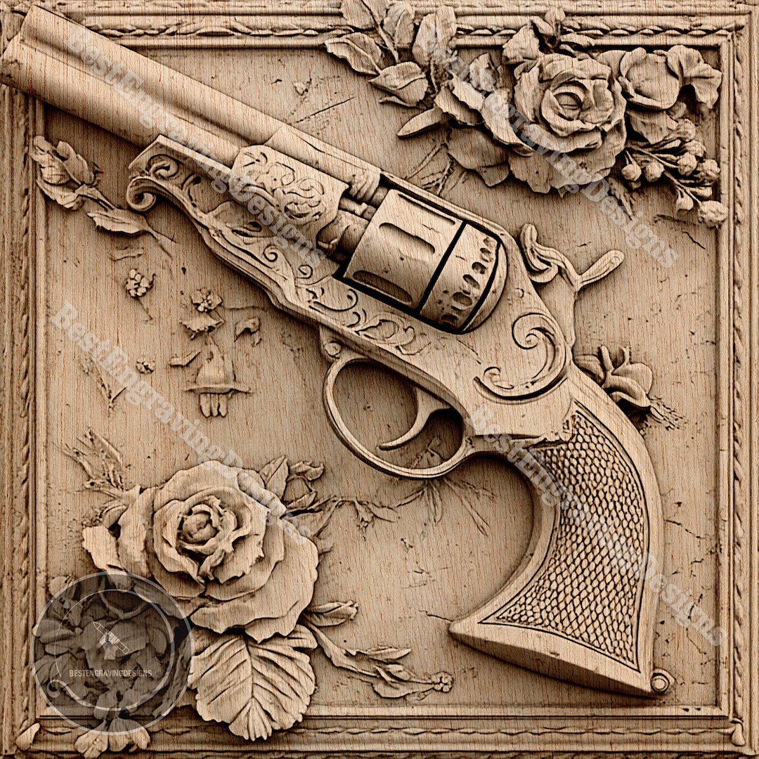 3D Illusion Gun Engraving Design Files for Laser Cutting and Etching ...