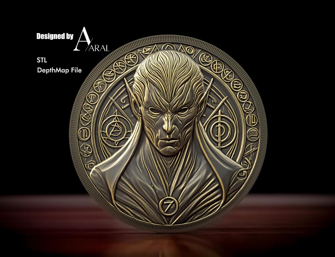 Belial 3D Engraving Coin Design: Depthmap STL File for Fiber Laser ...