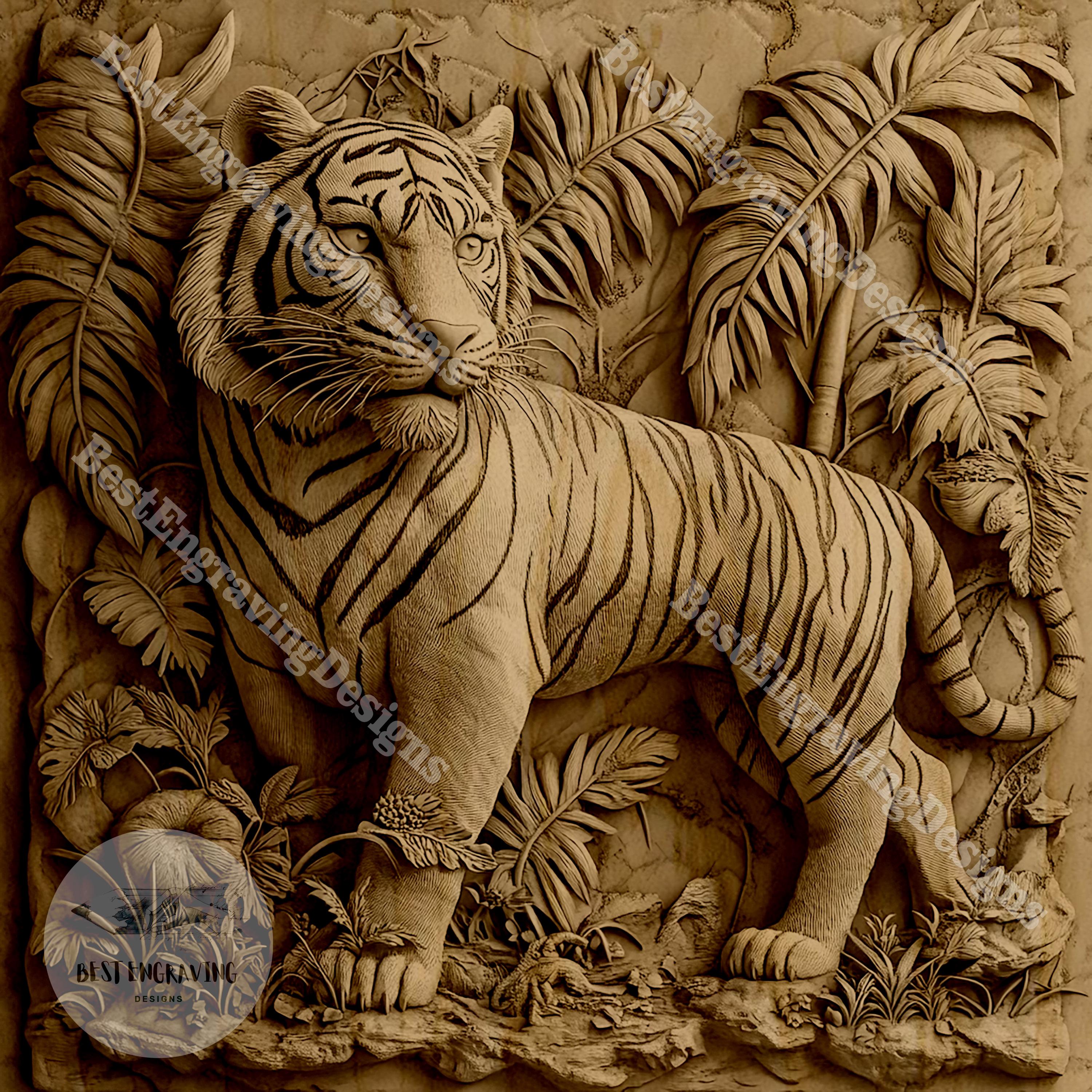 3D Tiger Illusion Engraving Design: Laser Cut Files for Optical Art ...