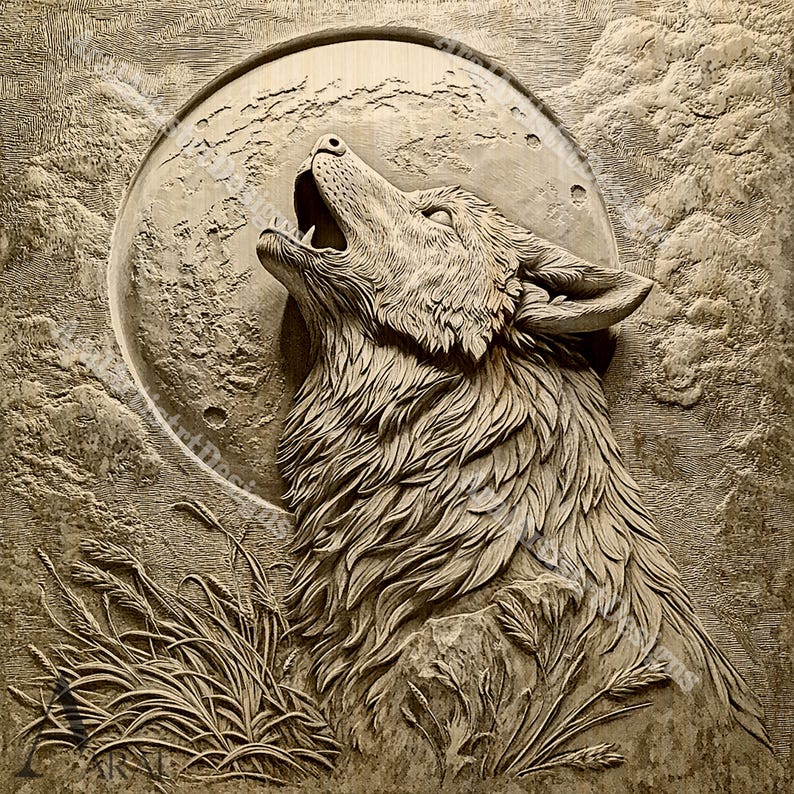 3D Wolf Illusion Engraving Design Files for Laser Cutting - Xtool ...