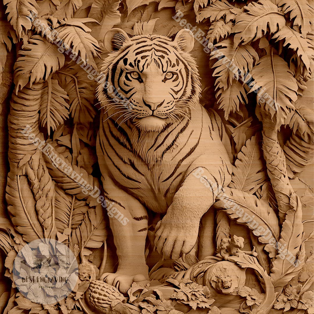 3D Tiger Illusion: Laser Engraving Design Files for Optical Art ...