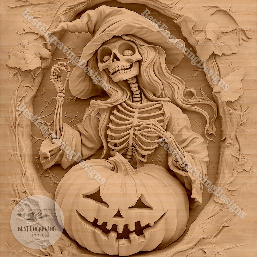 Spooky 3D Illusion Halloween Engraving Files: Skeleton Designs for ...