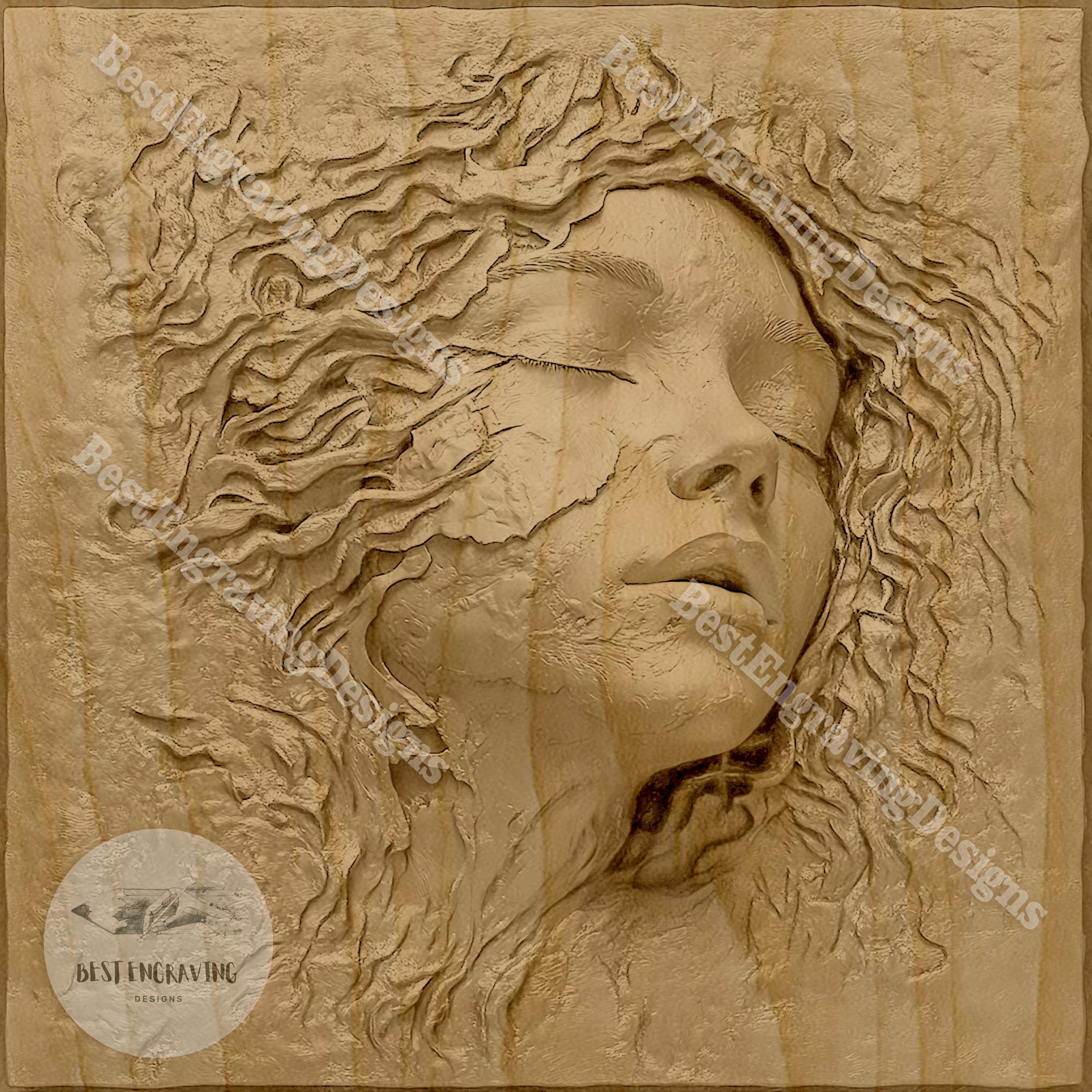 Elegant Woman Face 3D Illusion Design: Laser Engraving Files for ...