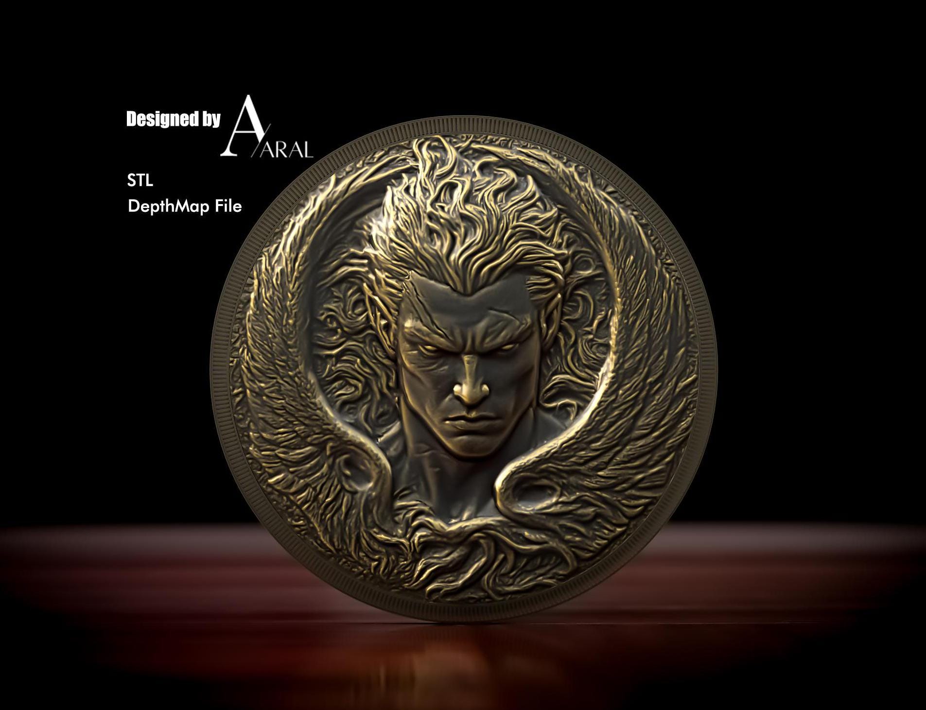 Lucifer 3D Engraving Coin Design Depthmap STL Engraving Design for ...