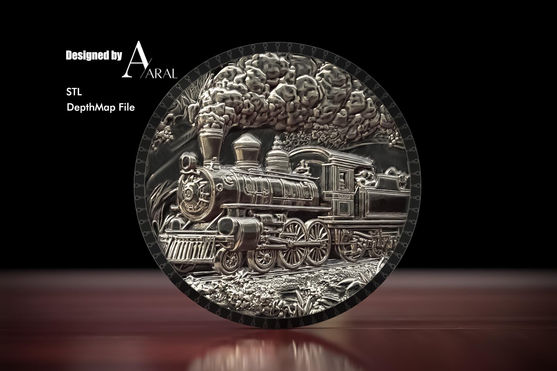 3D Train Coin Height Depth Map Laser Engraving File – Detailed STL ...