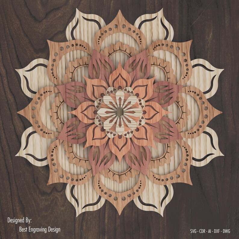 Layered Laser Cut Mandala Files, CNC Router Design, Glowforge Mandala ...