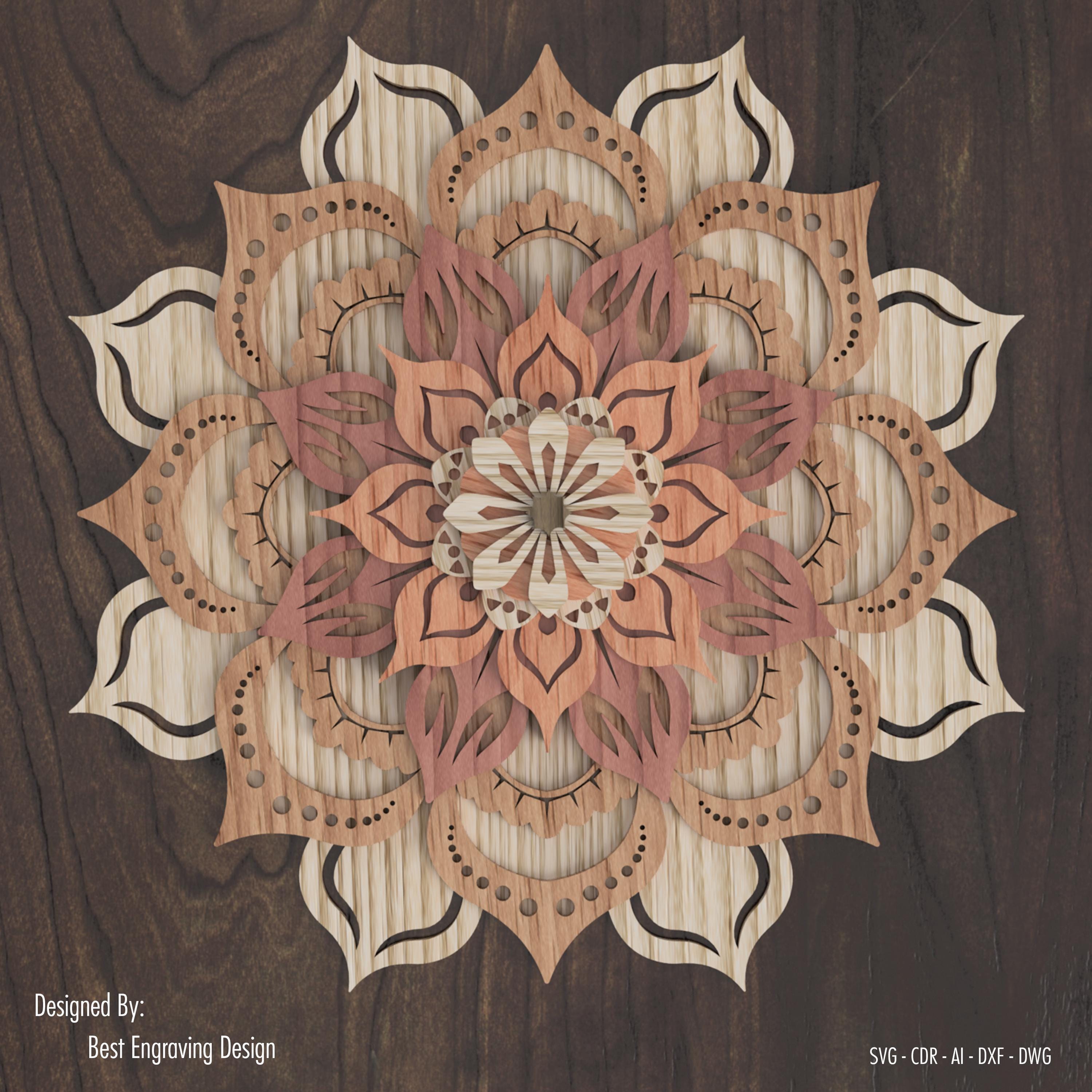 Layered Laser Cut Mandala Files, CNC Router Design, Glowforge Mandala ...