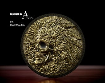 Dragon 3D Engraving Coin Design - Depthmap - STL - Engraving Design for ...