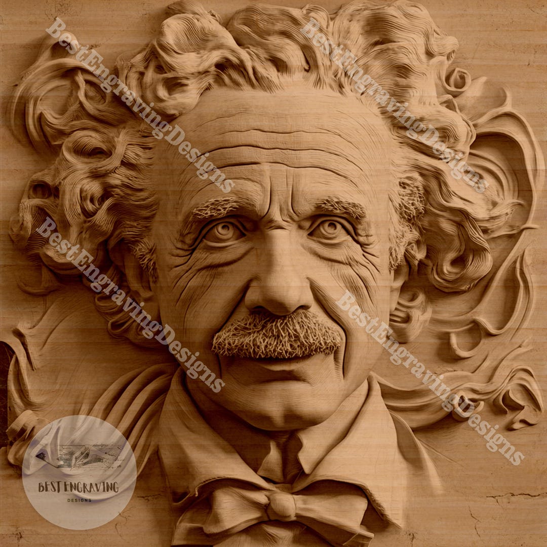 Einstein 3D Optical Illusion Engraving Design Files for Laser Cutting ...