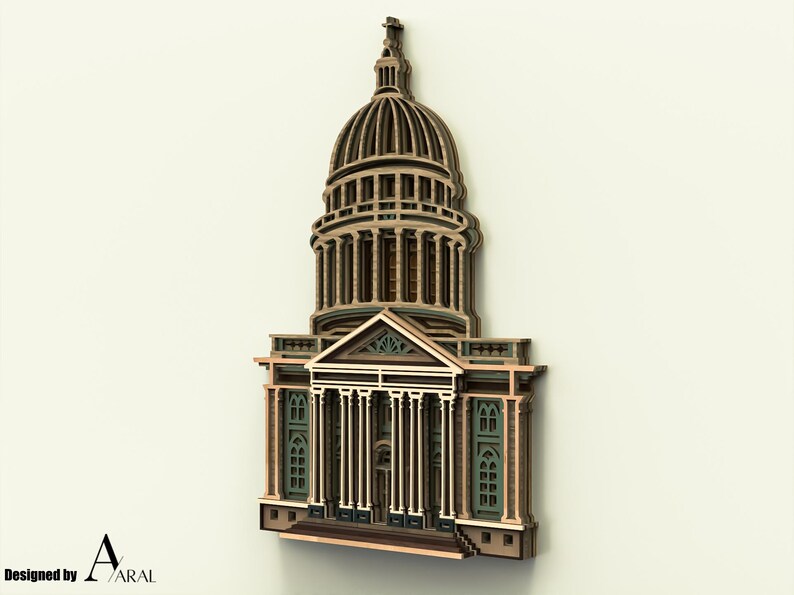 3D Layered Dome Landmark Laser Cut File | Capitol Building SVG | SVG Ai ...