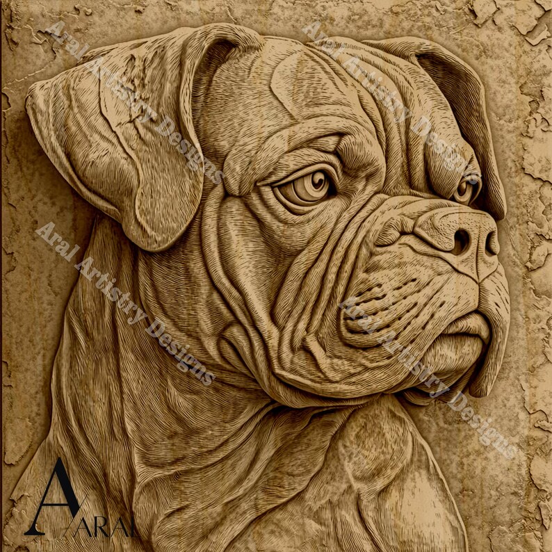 Boxer Dog 3D Illusion Engraving Digital Files, Laser Burn File, Laser ...