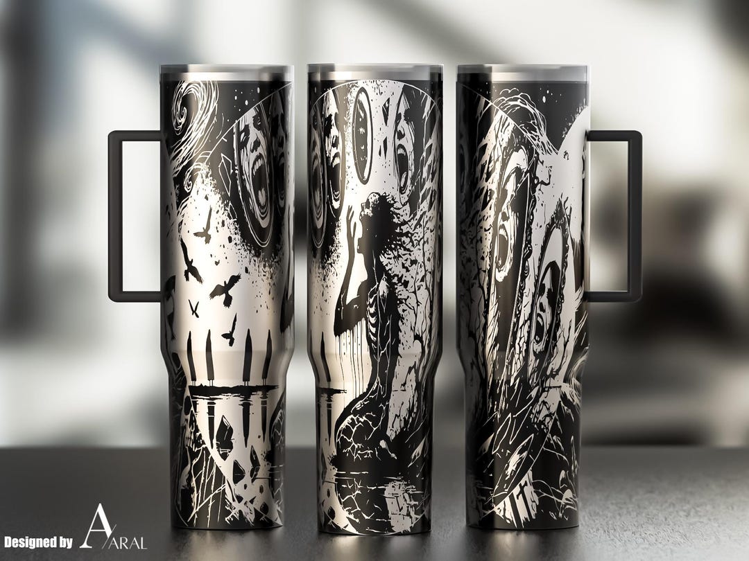 Screaming Soul Tumbler Wrap SVG: Horror Face Laser Engraving (digital ...