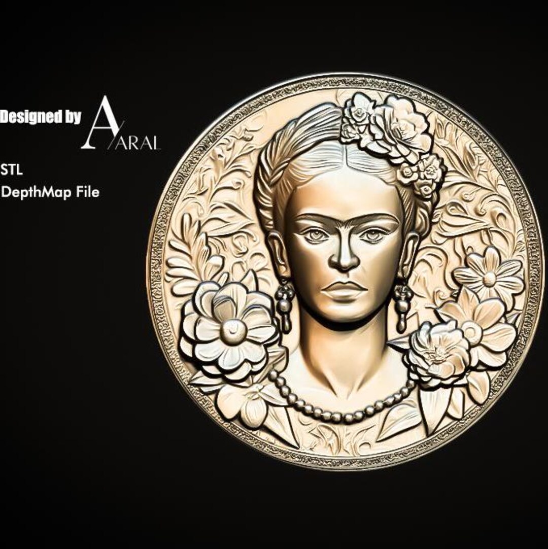 Frida 3D Engraving Coin Design Depthmap STL Engraving Design for Fiber ...