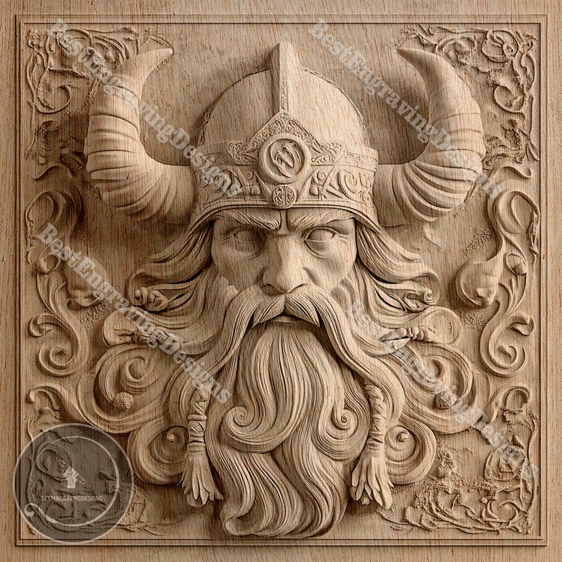 3D Viking Illusion Engraving Design Files: Laser Cutting & Crafting for ...