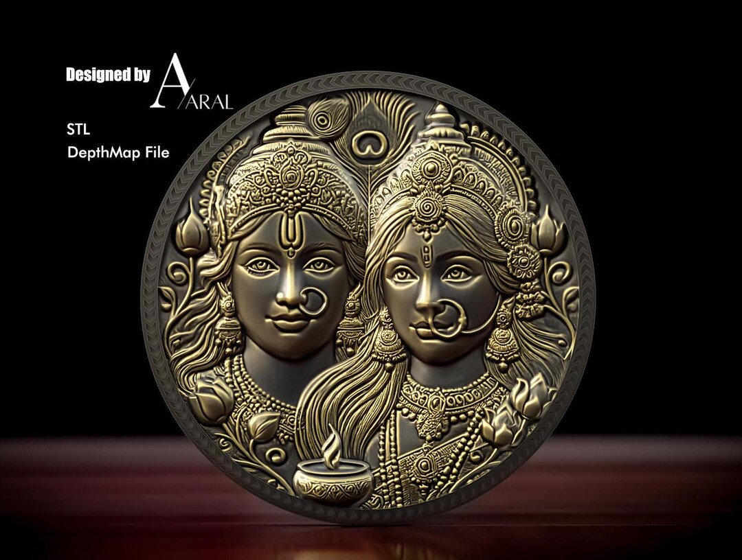 Krishna Pavrati 3D Engraved Coin Design: Depth Map STL File for Fiber ...