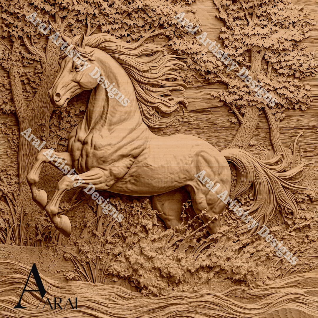 3D Horse Illusion Engraving Design: Laser Cut Files for Lightburn ...