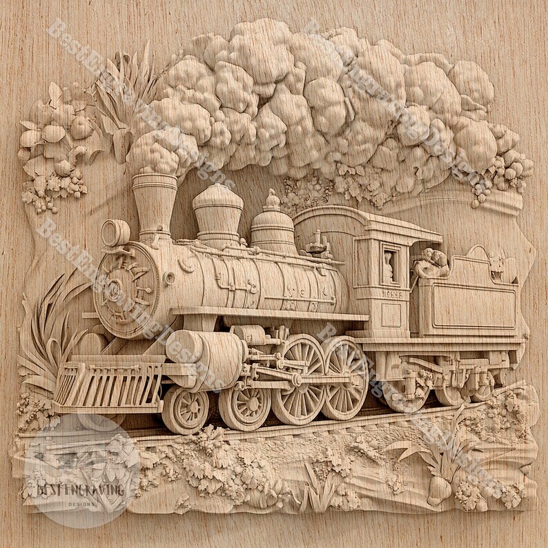 Train 3D Illusion Engraving Design Files - Etsy