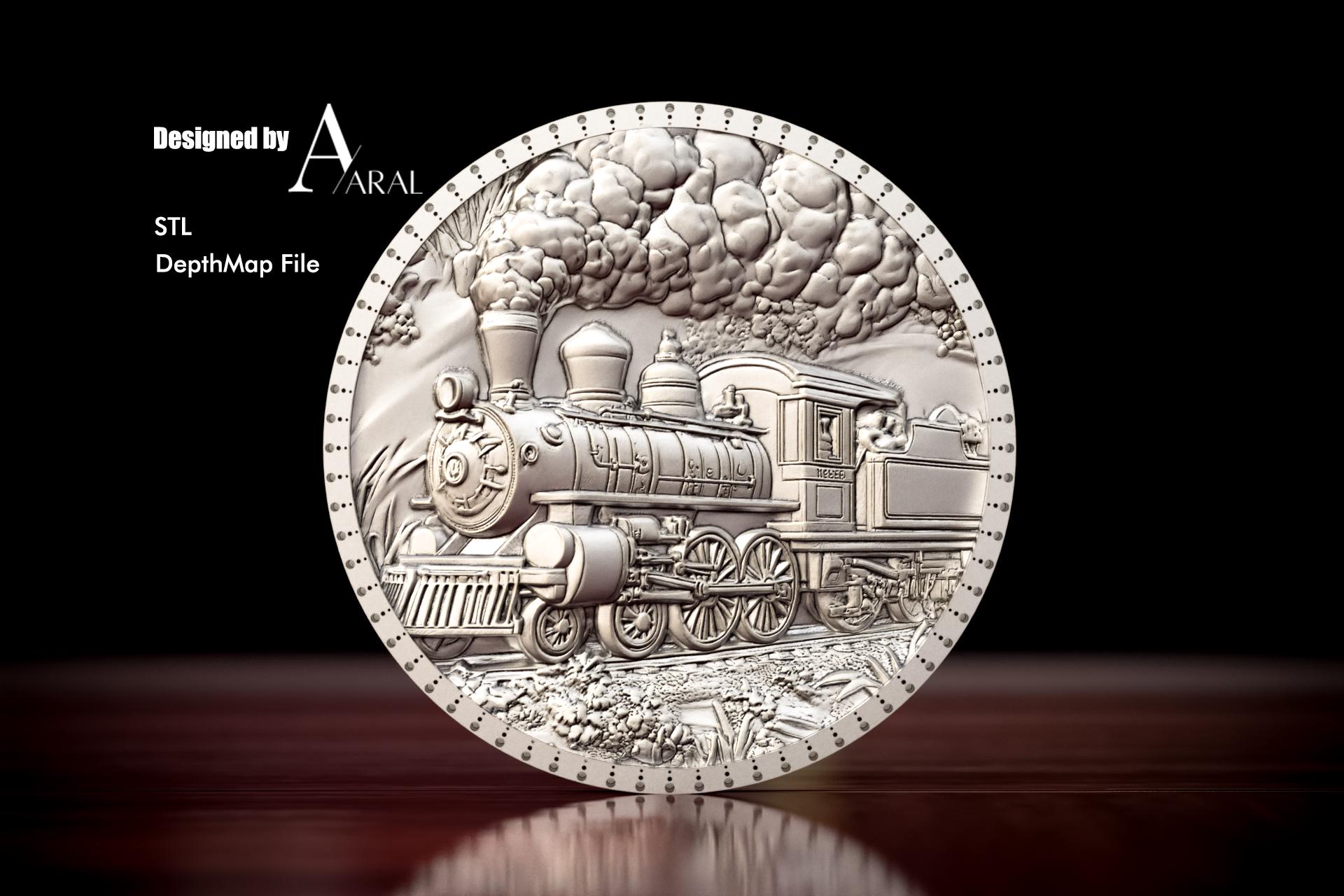 3D Train Coin Height Depth Map Laser Engraving File – Detailed STL ...