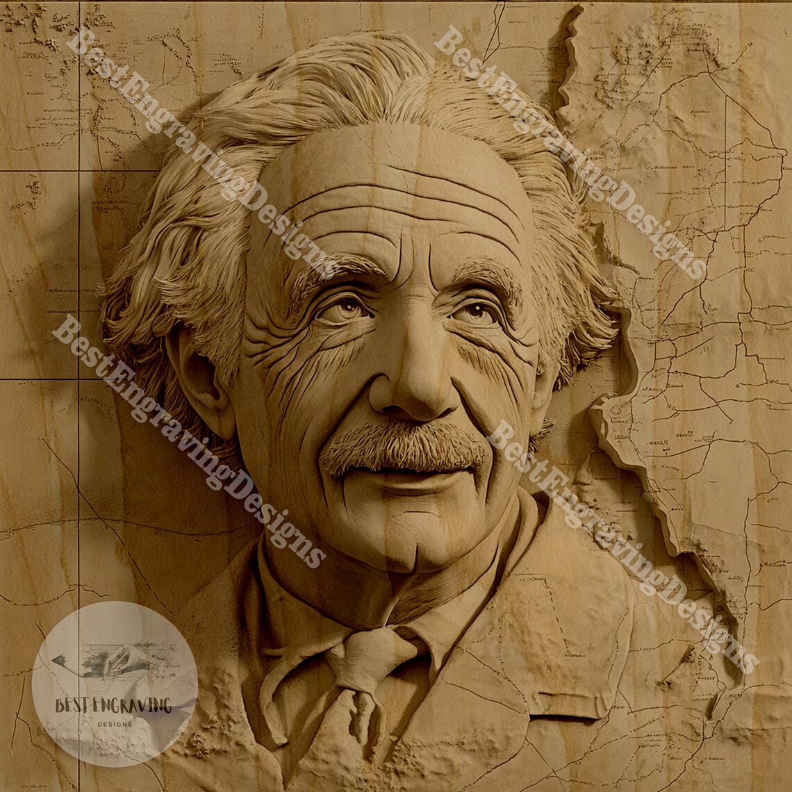 Einstein 3D Optical Illusion Engraving Design Files for Laser Cutting ...