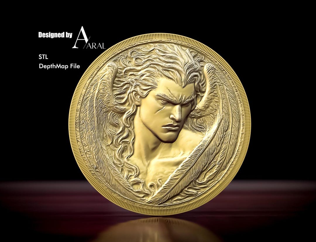 Lucifer 3D Engraving Coin Design Depthmap STL Engraving Design for ...