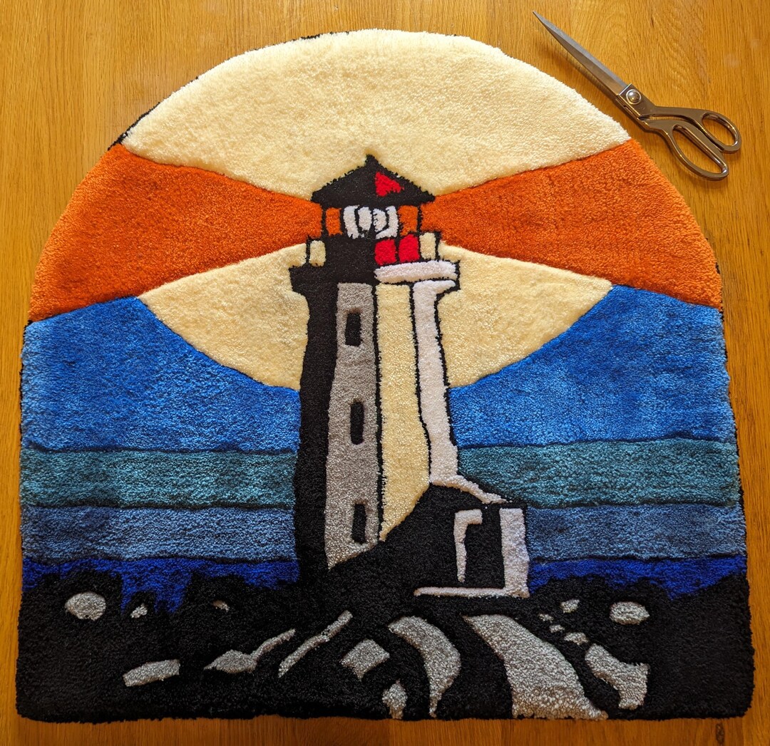 Lighthouse Design Tufted Rug - Etsy