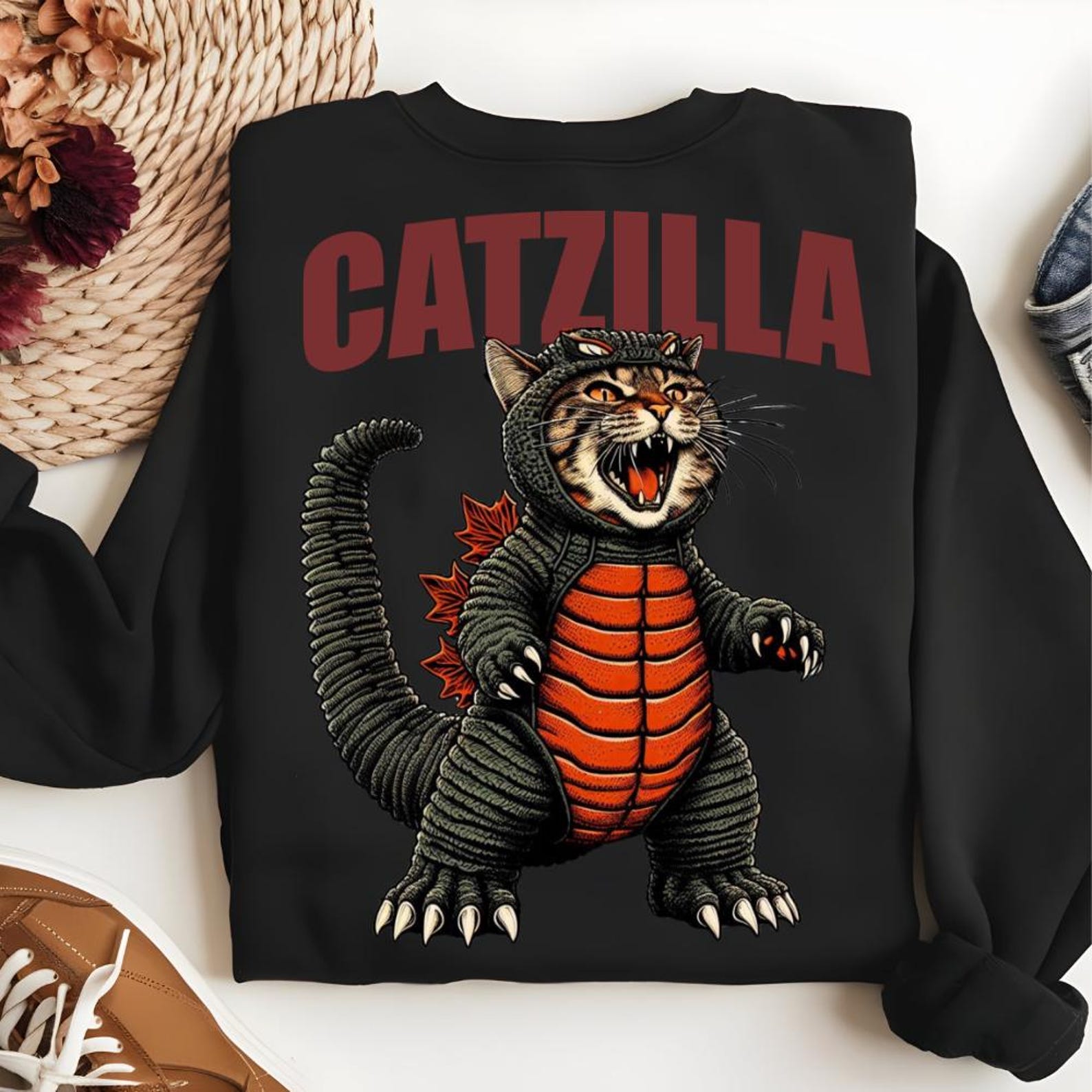 Catzilla PNG Funny Cat Godzilla Design for T-shirts – Angry Monster ...