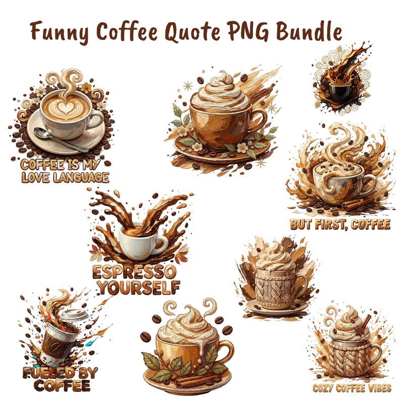 Funny Coffee Quote PNG Bundle, Coffee Lover PNG, Coffee Saying Clipart ...