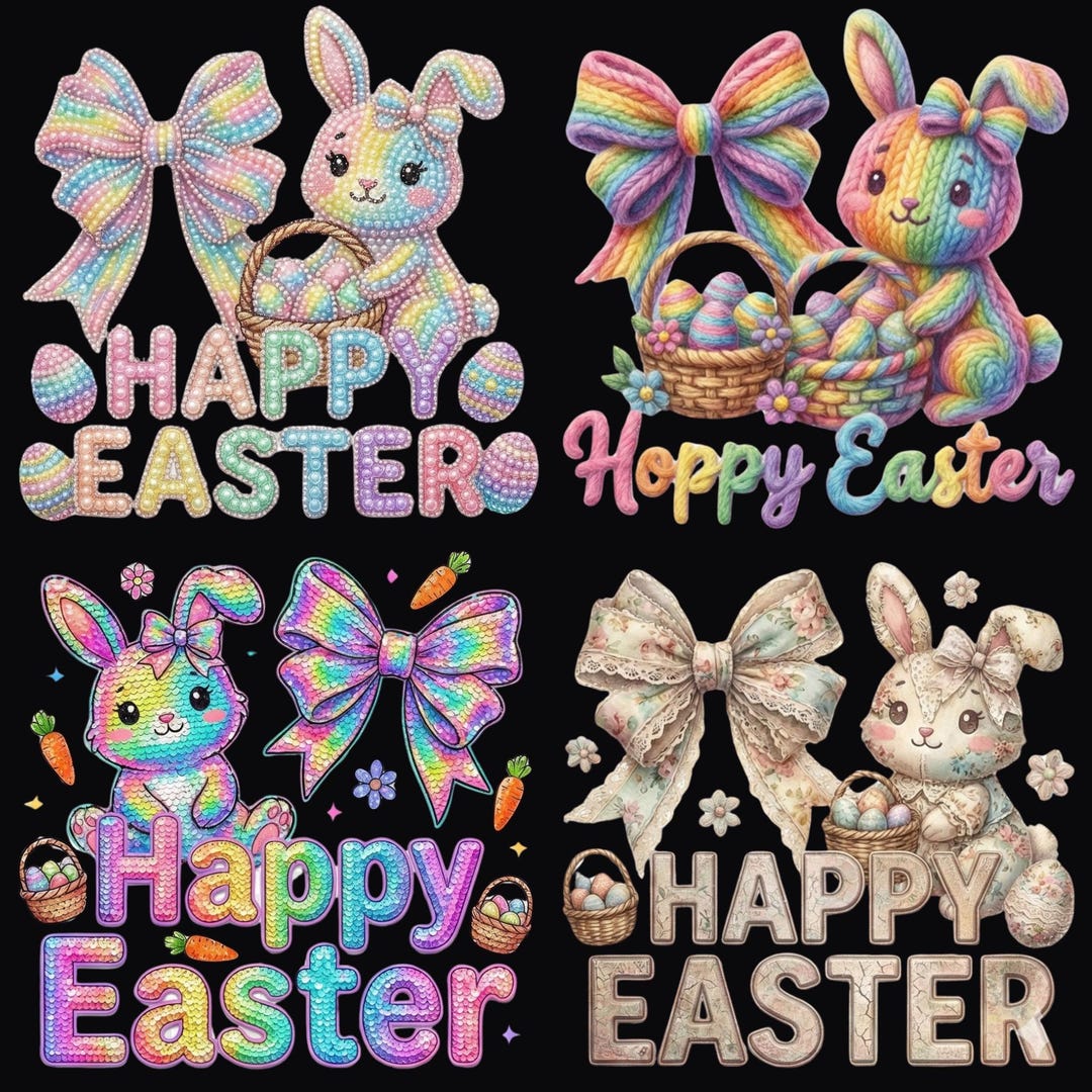 Easter Bundle PNG - 4 Unique Designs: Pearl, Knit, Sequin, and Vintage ...