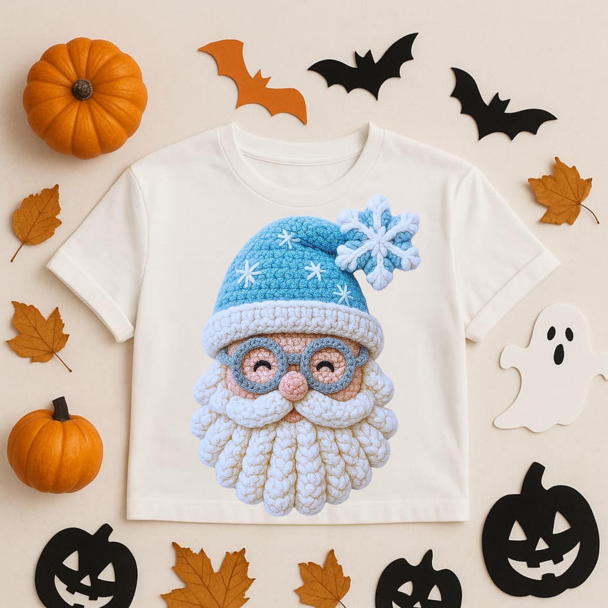 Blue Santa PNG, Cozy Crochet Christmas Clipart, Cute Yarn Santa Claus T ...