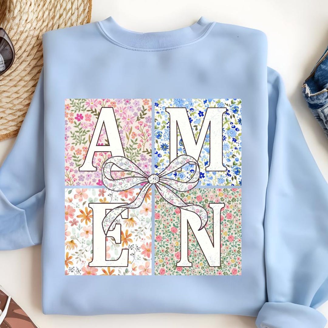 Cicekli Parıltılı Amin Png,retro Amin Png Preppy Easter Png,mutlu ...