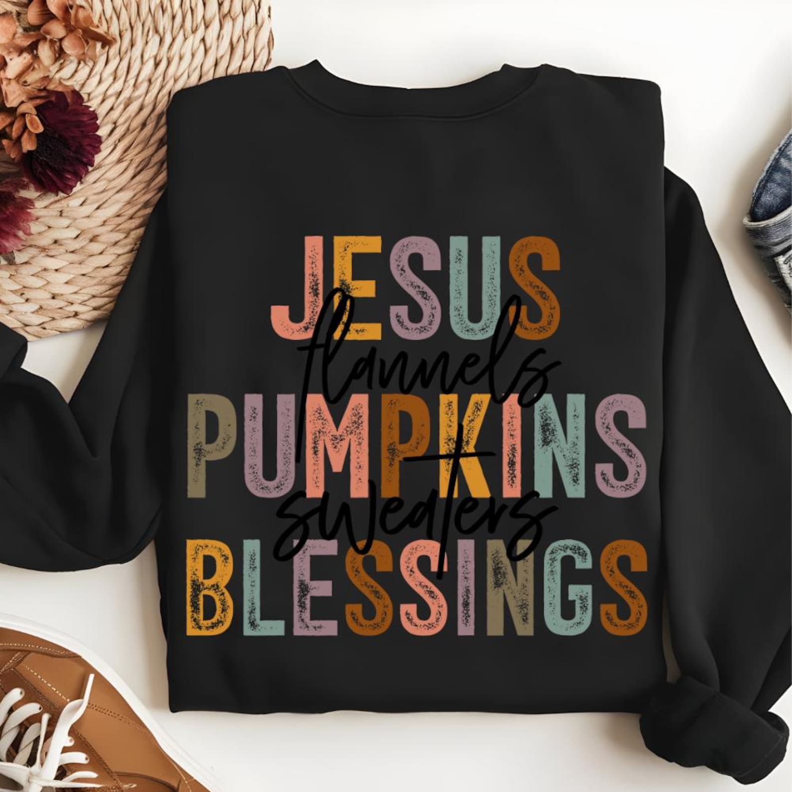Jesus Pumpkins Blessings PNG, Fall Christian Sublimation Design, Rustic ...