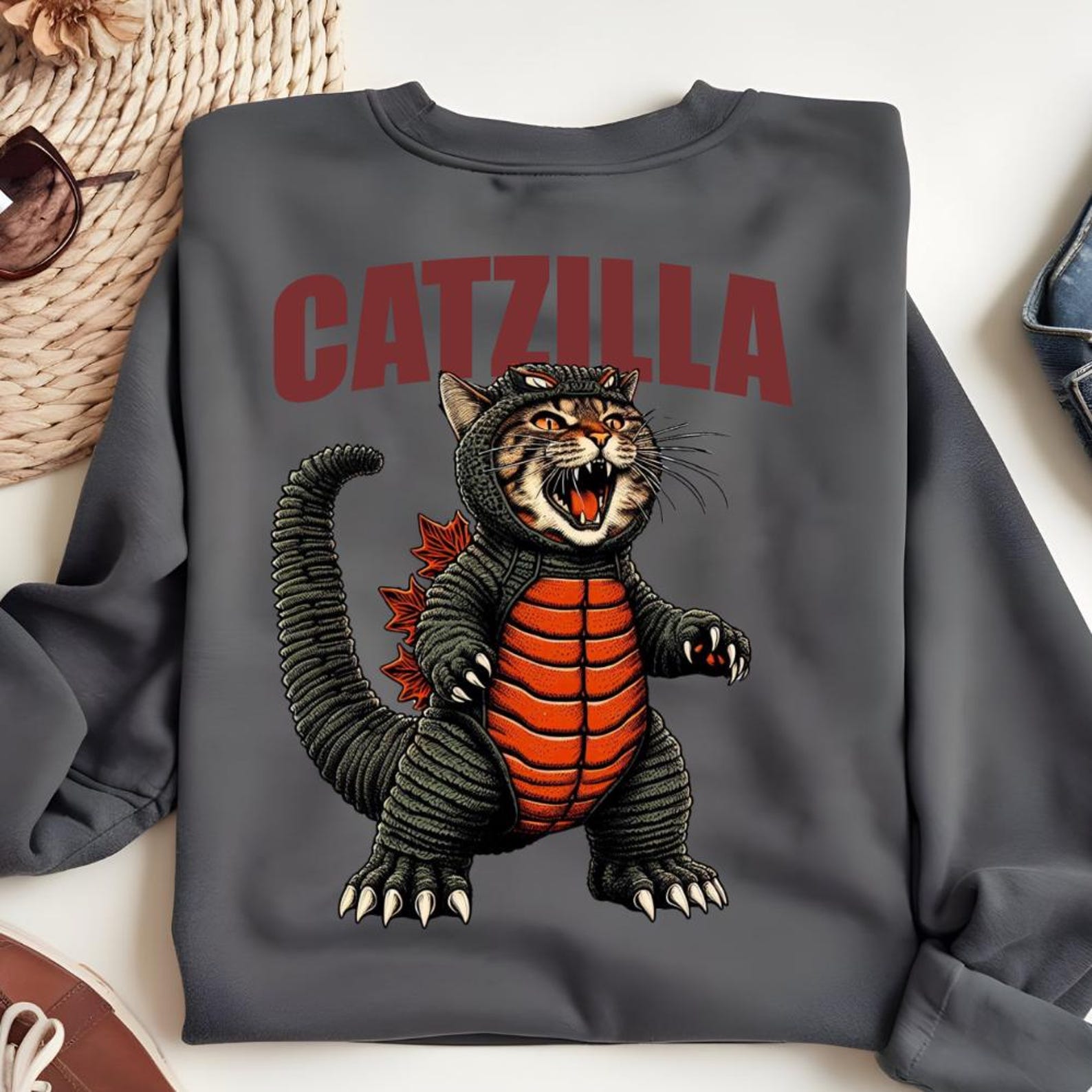 Catzilla PNG Funny Cat Godzilla Design for T-shirts – Angry Monster ...