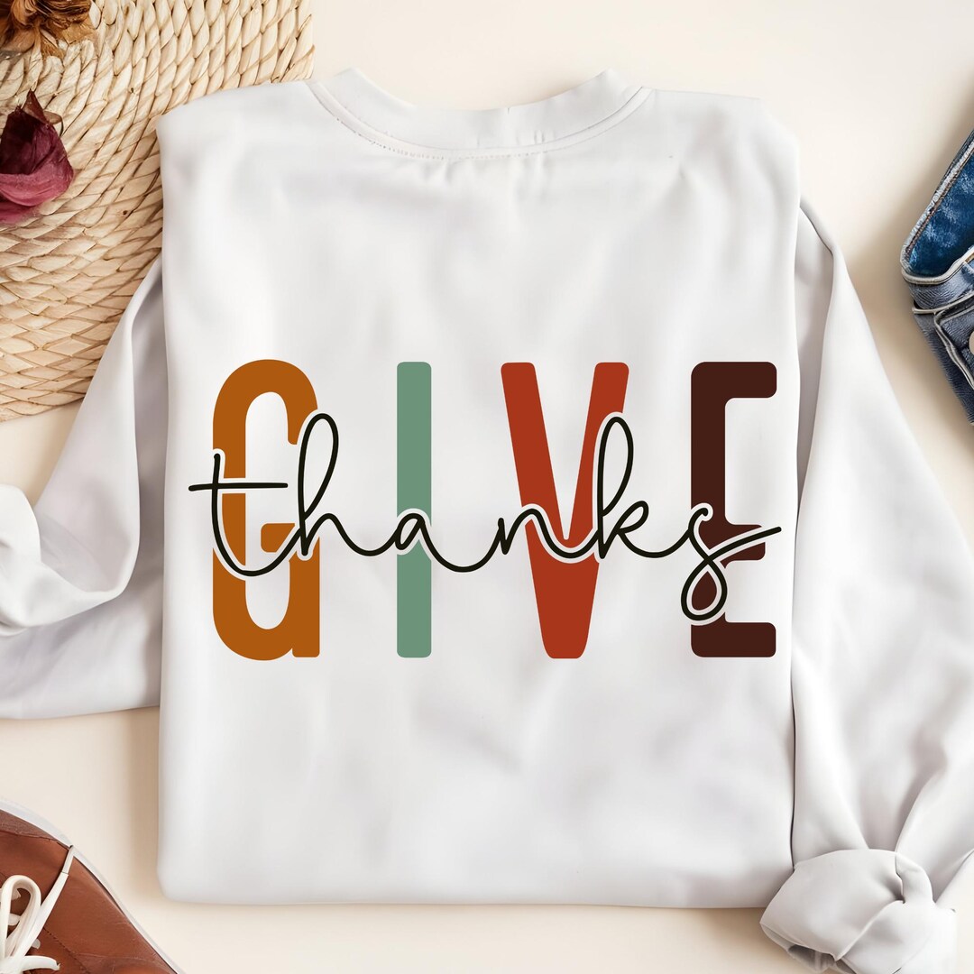 Give Thanks PNG, Minimal Fall Thanksgiving Shirt Design, Autumn Quote ...