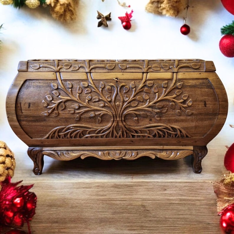 Hand-carved Walnut Tree of Life Chest: Vintage Wooden Hope Chest - Etsy