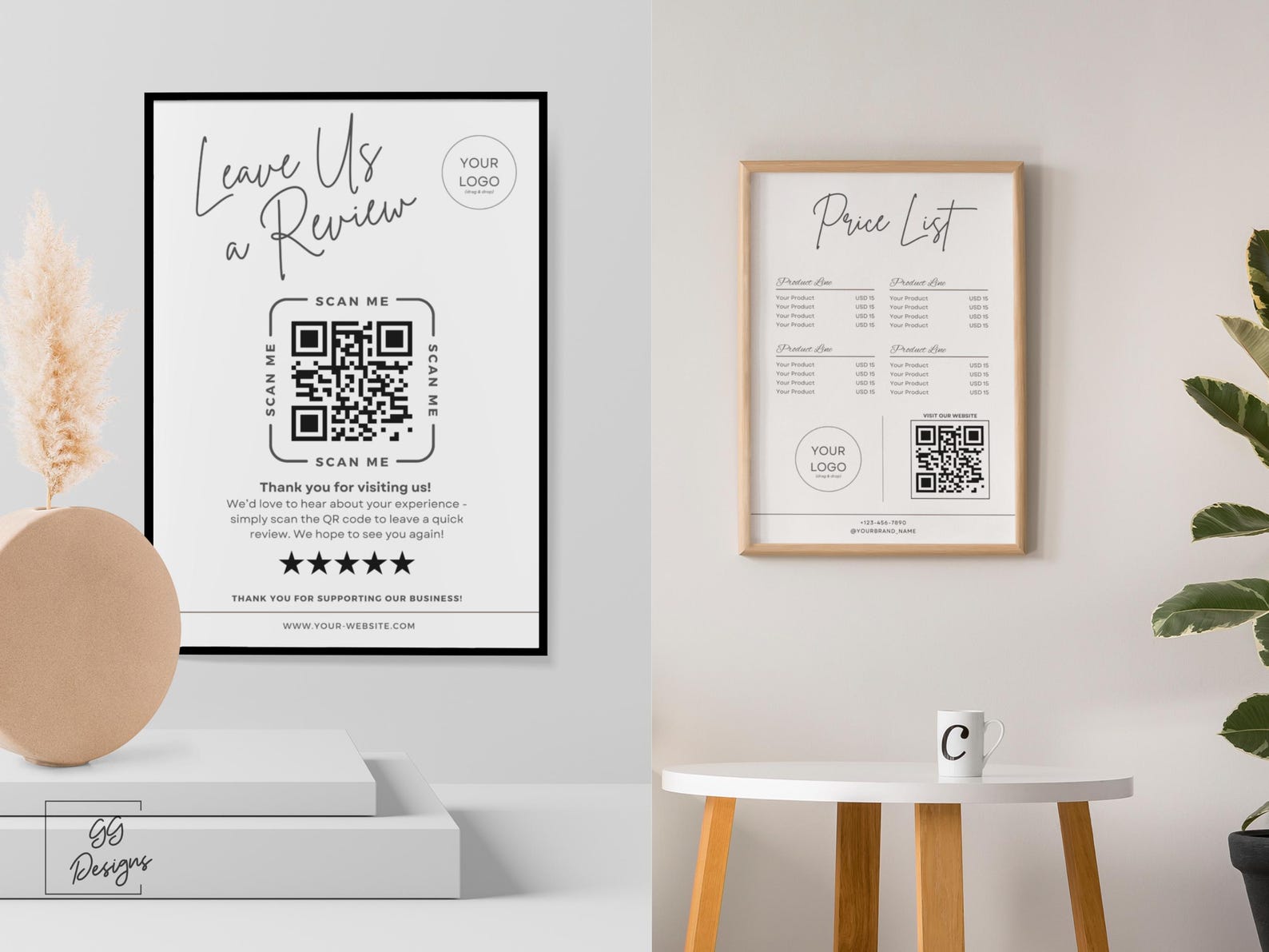 Bundle QR Code Sign Templates for Small Business, Scan to Pay, Social ...