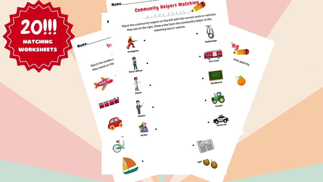 20 Fun Digital Matching Activities for Kids Printable Educational ...