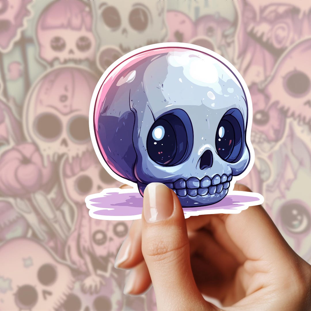 Pastel Goth Sticker, Cute Skull, Spooky Kawaii Halloween Stickers ...