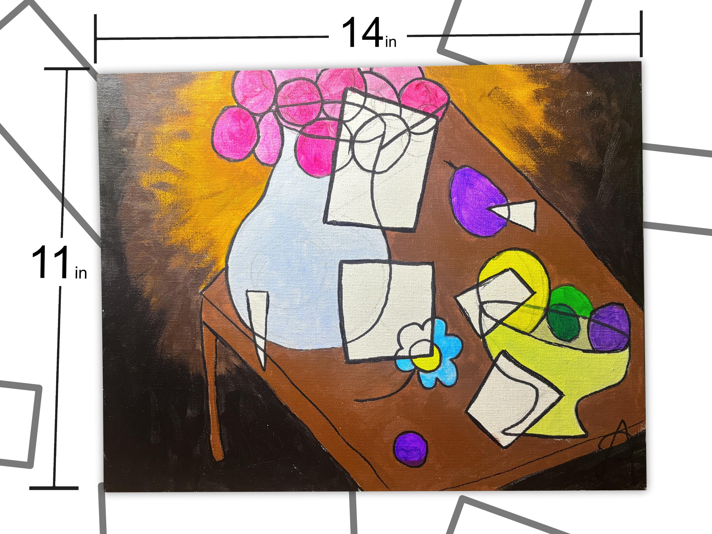 Flower Vase-cubism - Original Modern Painting - 11"x14" Acrylic on ...