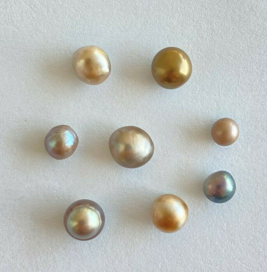8 Natural Oyster Pearls 4.42x4.30x4.50 7.42x7.04x6.09mm, Genuine Pearl ...