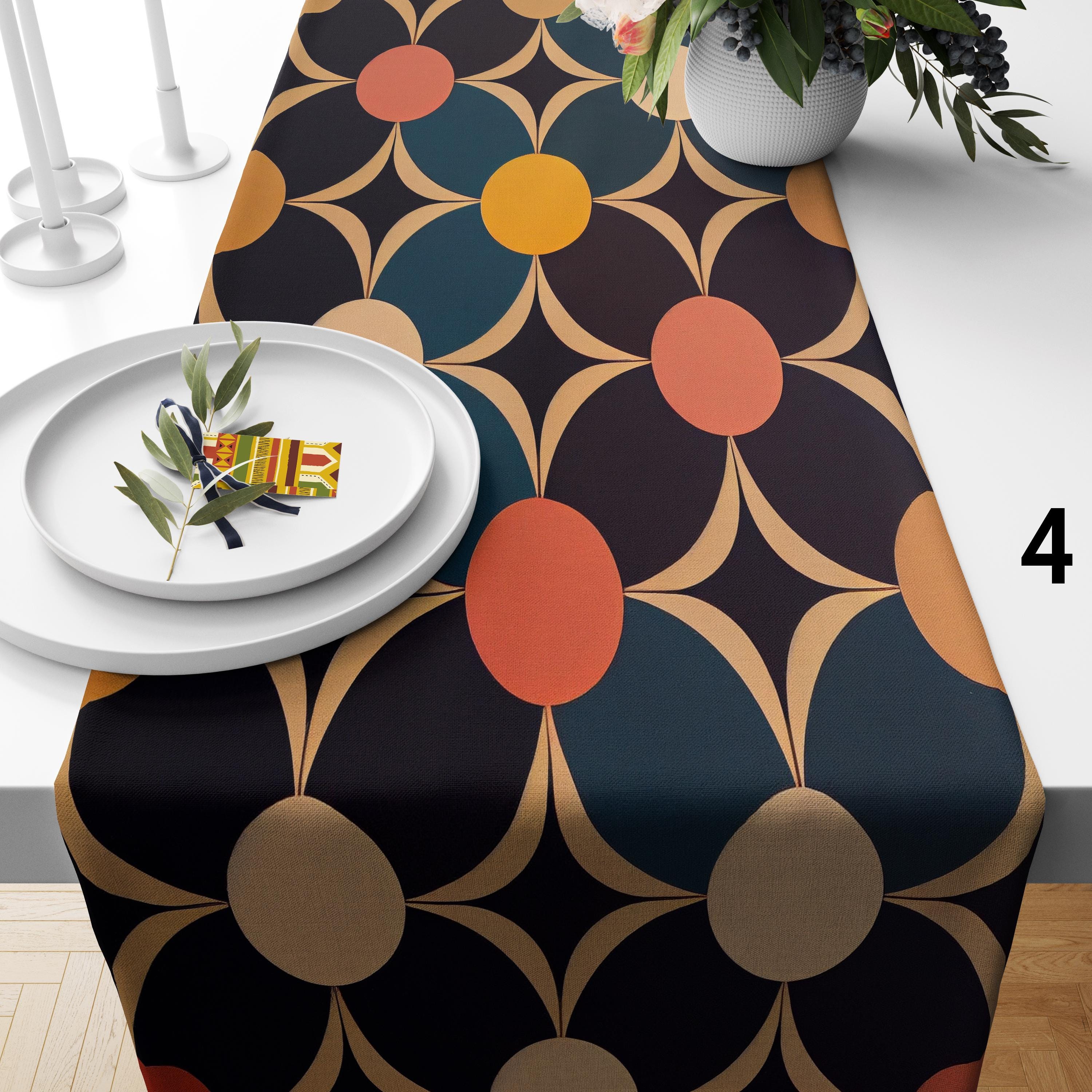Mid-century Modern Table Runner, Geometric Table Runner, Abstract Table ...