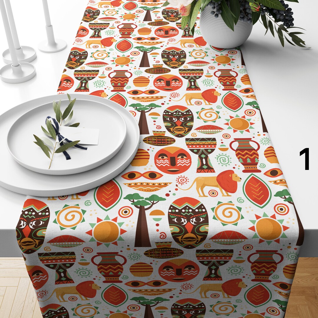 African Tribal Table Runner, Vibrant Tribal Table Decor, Bold Tribal ...