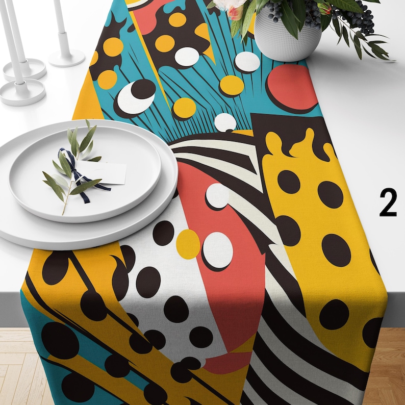 Abstract Geometric Table Runner, Pop Art Table Decor - Etsy