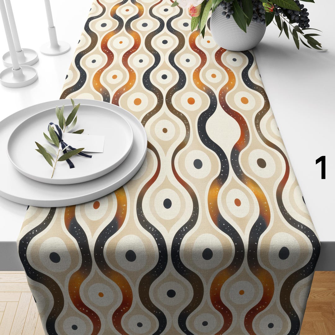 Mid-century Modern Table Runner, Groovy Retro Tablecloth, 70s Inspired ...