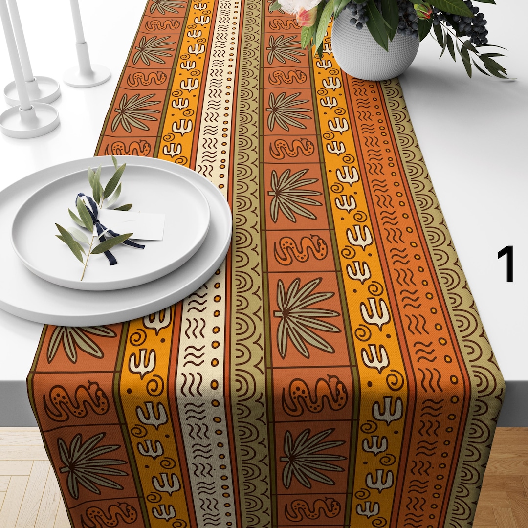African Ethnic Table Runner, Tribal Geometric Table Runners, African ...